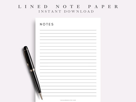Lined Notes Page Printable Lined Notes Template Note Taking - Etsy