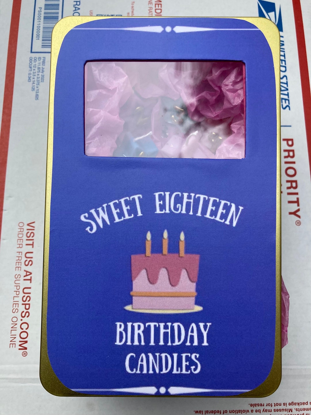 Sweet Eighteen Candle Box 16 Wishes Candle Box Gold Tin Lucky Duck ...