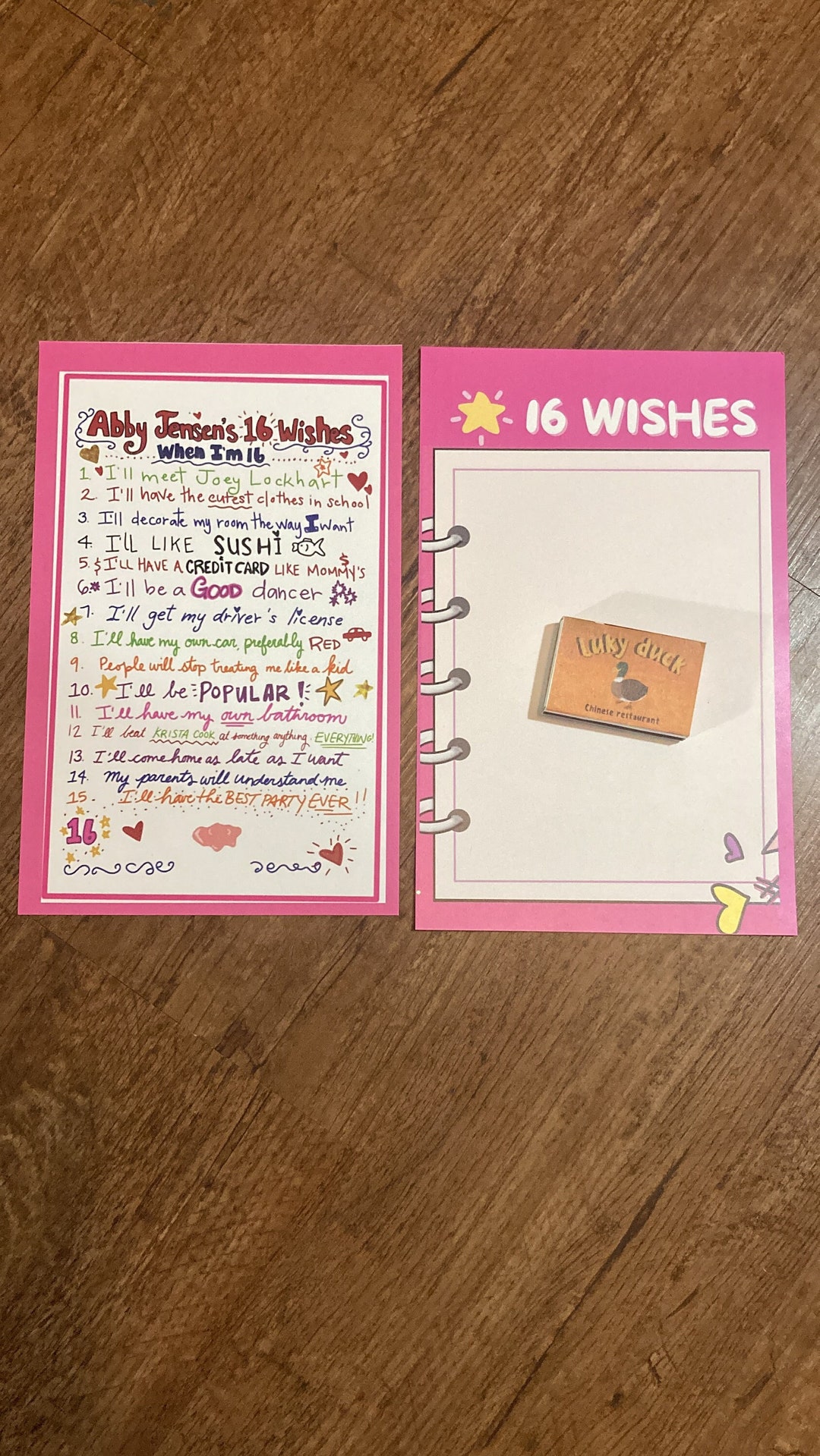 16 Wishes Wish List & Lucky Duck Matchbox 16 Wishes Golden Mini Candle ...
