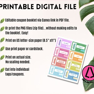 Editable Kids Reward Coupon Booklet, Printable Coupon Book for Kids ...