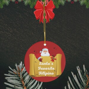 Personalized Santa's Favorite Filipino Red Ceramic Christmas Ornament ...