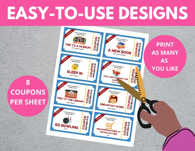 Editable Kids Reward Coupon Booklet Reward Coupon Template - Etsy