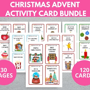 Christmas Advent Activity Card Bundle for Kids and Family, Christmas ...
