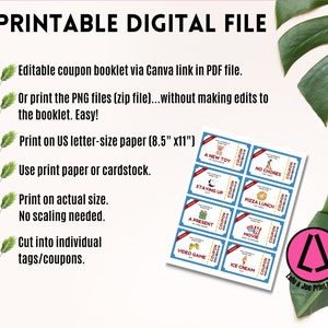 Editable Kids Reward Coupon Booklet, Printable Coupon Book for Kids ...