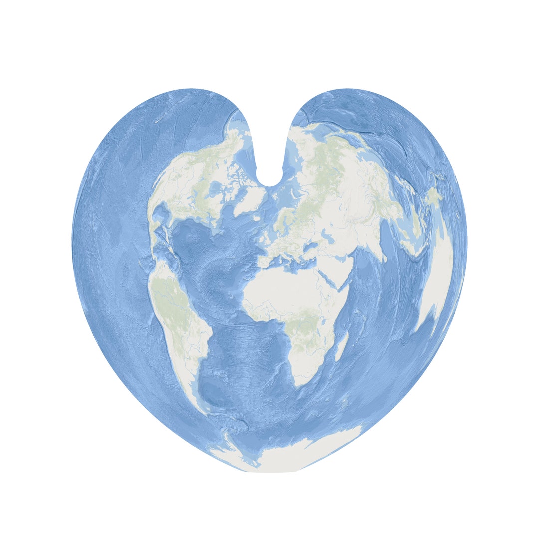 Heart Shaped World Ocean PNG SVG EPS - Etsy