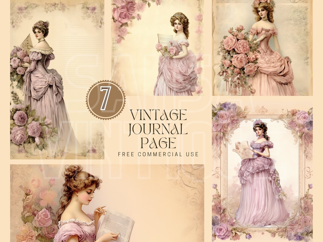 Vintage Journal Page, Watercolor Junk Journal Paper, Digital, Classic ...