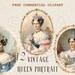 Royalty Portrait With Ornate Frame Watercolor Clipart Bundle, Vintage ...