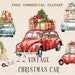 Christmas Car Watercolor Clipart, Vintage Car Carrying Festive Present ...