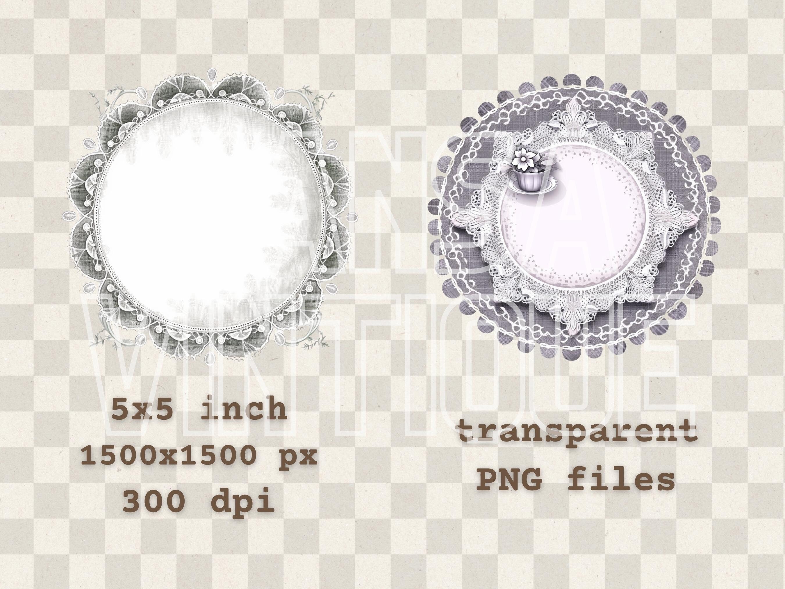 Vintage Lace Frame Watercolor Clipart, Classic Lace Label, Retro Lace ...