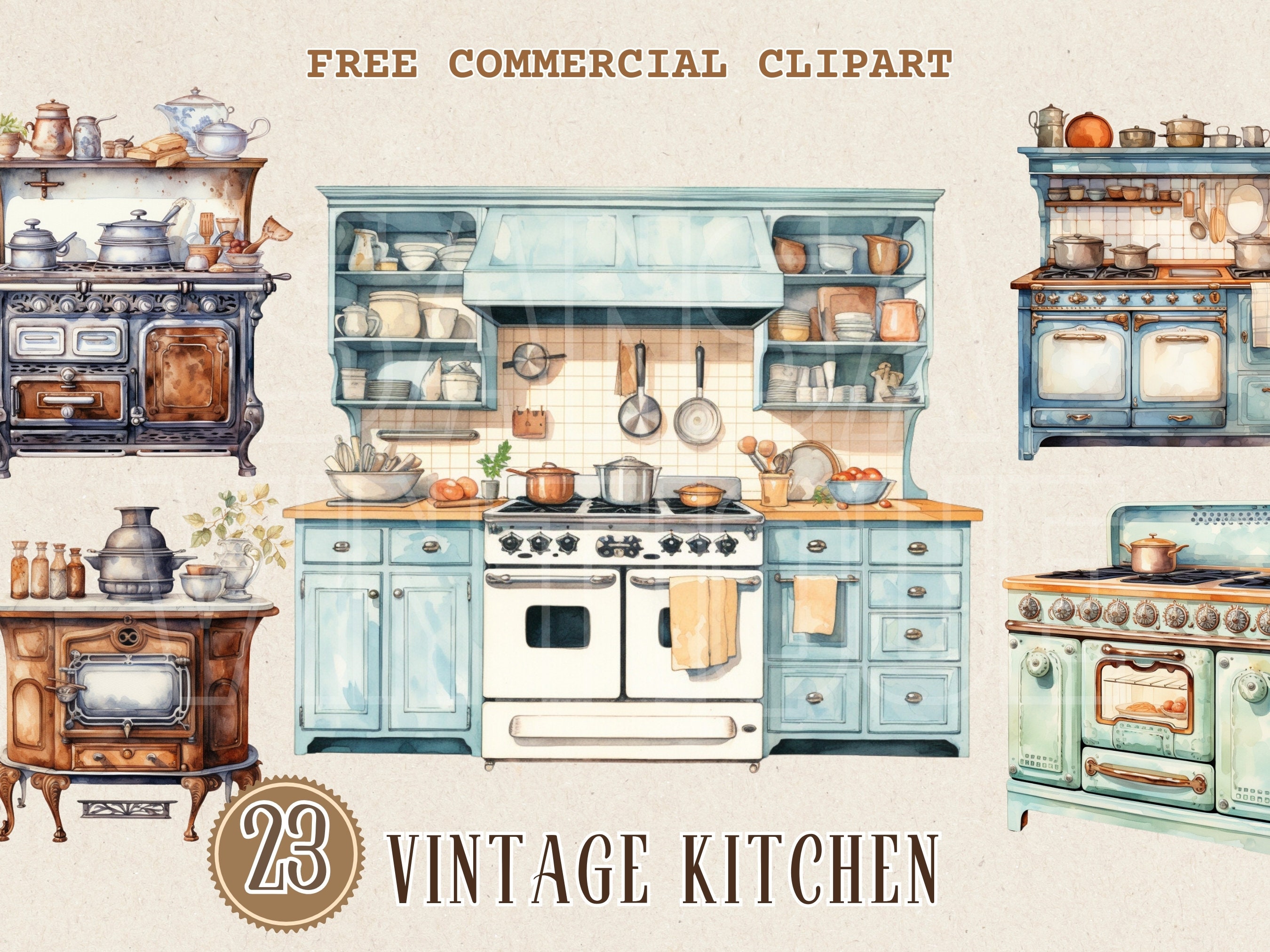 Vintage Clip Art Kitchen