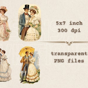 Vintage Couple Watercolor Clipart, Victorian Romance Free Commercial ...