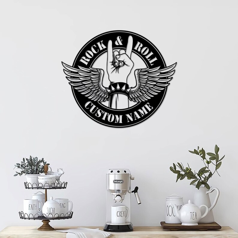 Custom Rock and Roll Metal Wall Art LED Light Personalized - Etsy