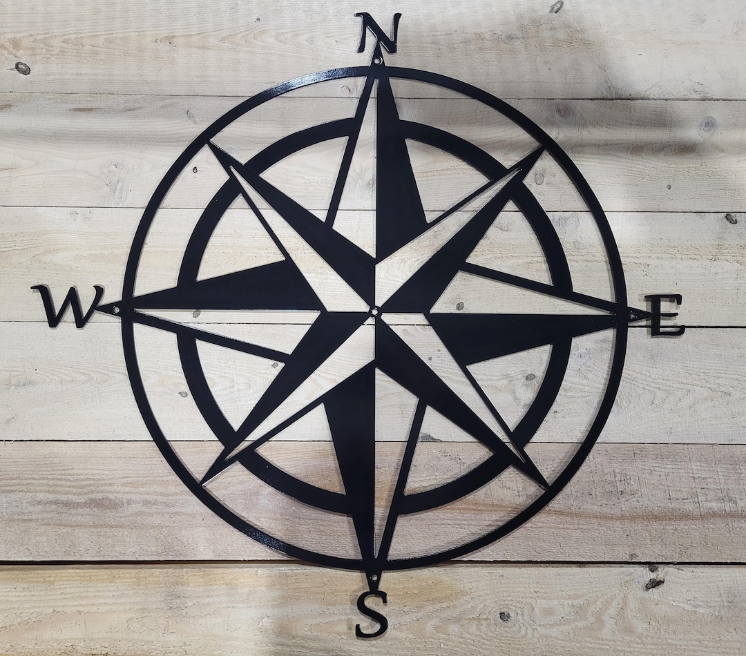 Compass Metal Wall Art, Nautical Rose Compass, North East South West ...
