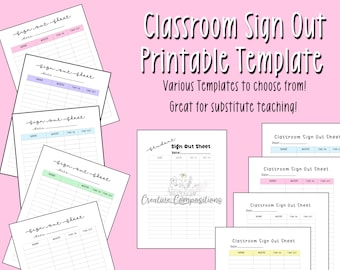 Restroom Sign Out Sheet Printable, Classroom Organization Template - Etsy