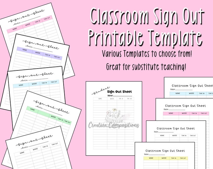 Sign-in / Sign- Out Sheet for Classroom, Sign-in, Sign-out, Homeschool ...