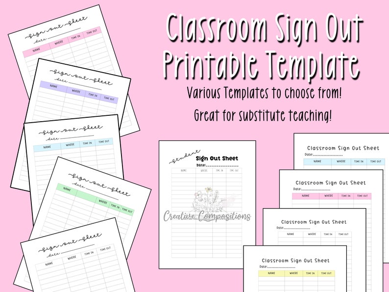 Classroom Sign Out Printable Template Daycare Sign Out Sheet Student ...