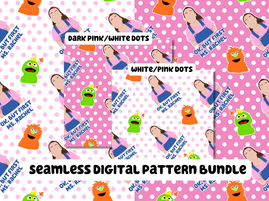 Ms. Rachel Bundle, Pink White Dots - Seamless Pattern. Digital File for ...