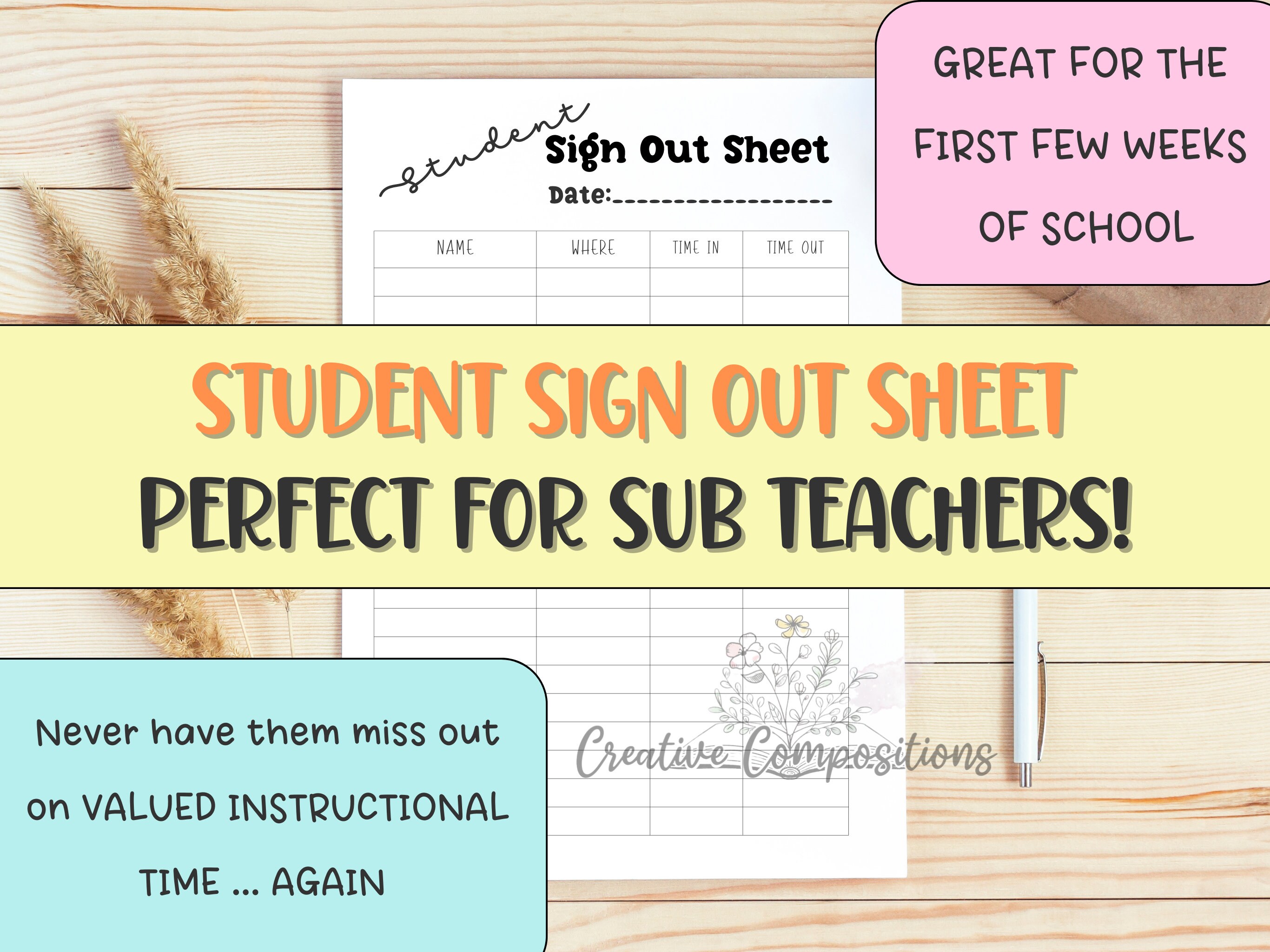 Classroom Sign Out Printable Template Daycare Sign Out Sheet Student ...