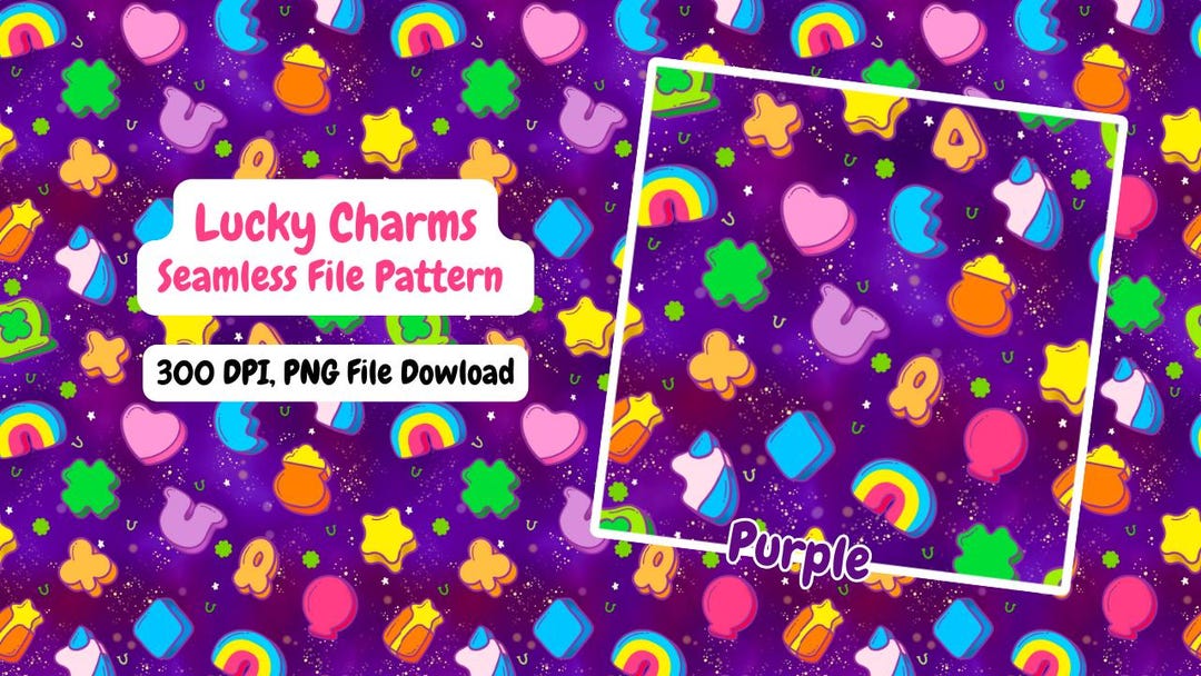Lucky Charms Purple St. Patrick's Day Seamless Pattern. Digital PNG ...