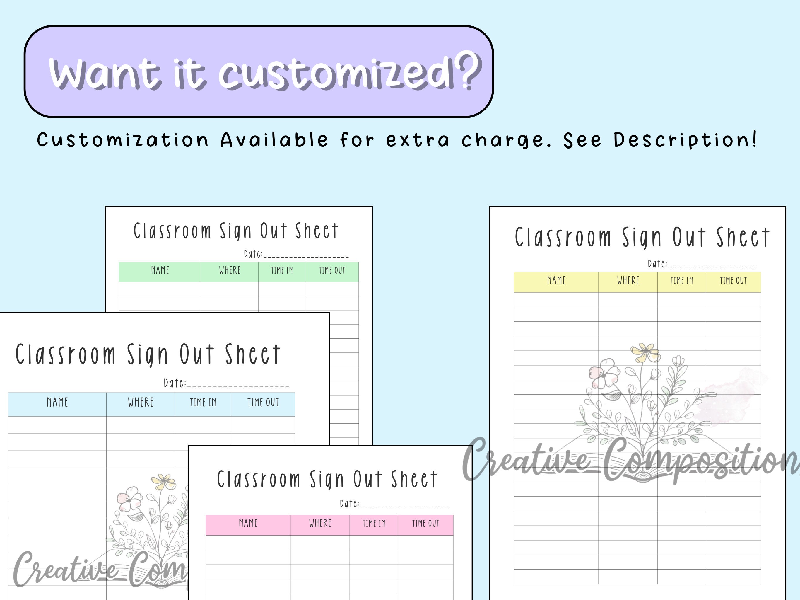 Classroom Sign Out Printable Template Daycare Sign Out Sheet Student ...