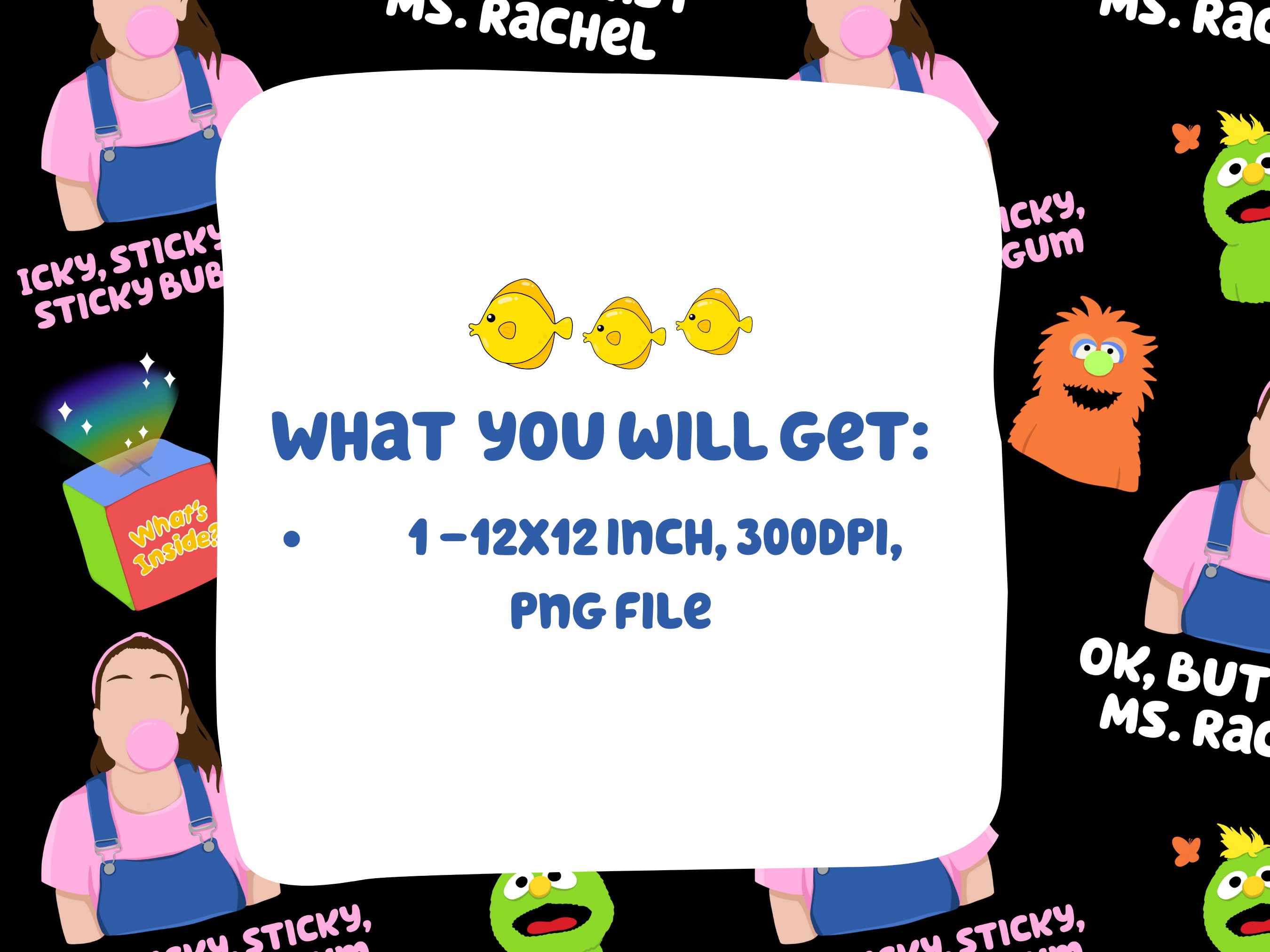 Ms. Rachel Seamless Pattern: Black Background Digital File - Etsy