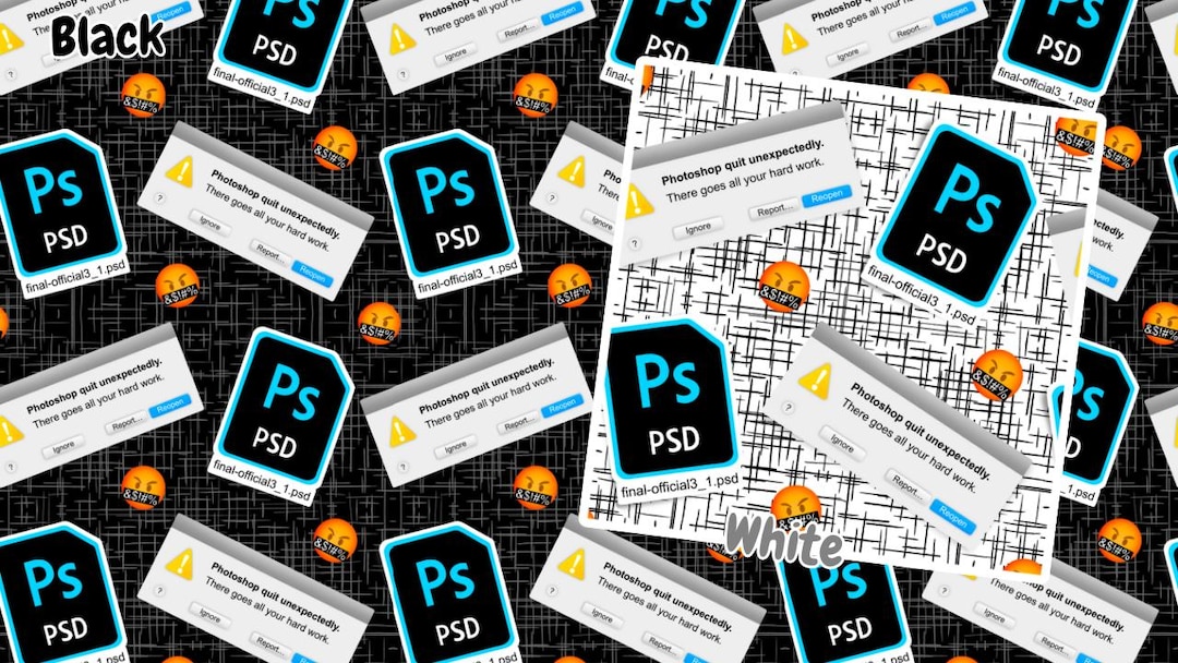 Photoshop Rage Quit Seamless Pattern: Funny Designer PNG (digital ...