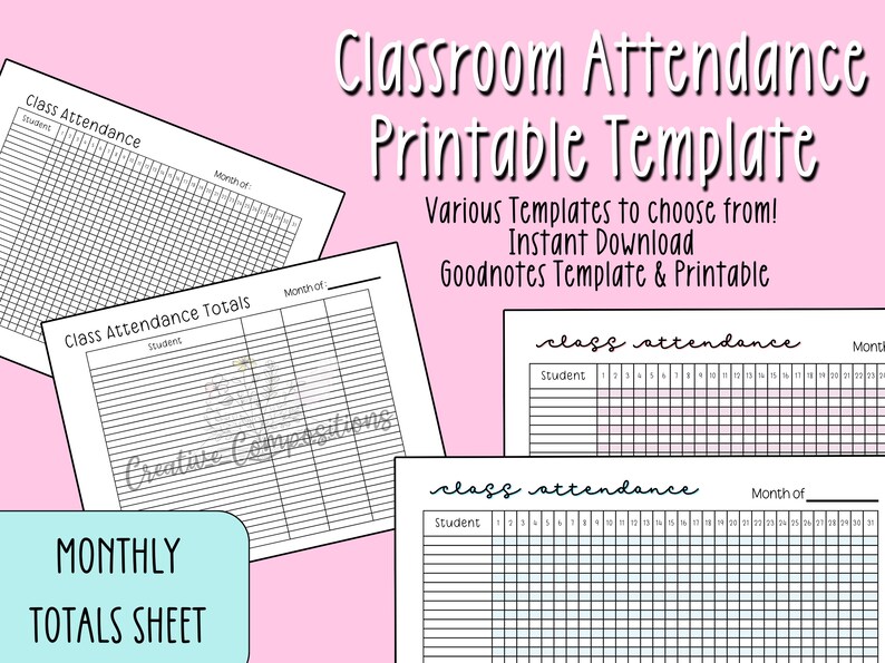 Printable Attendance & Class Roster Teaching / Templates for iPad ...