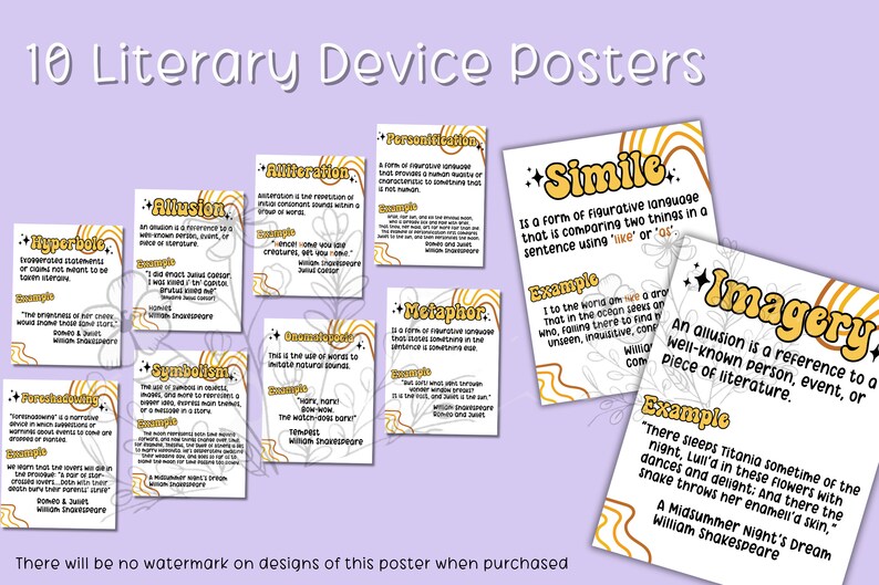 English Classroom Decor High School Literary Device Posters ELA ...