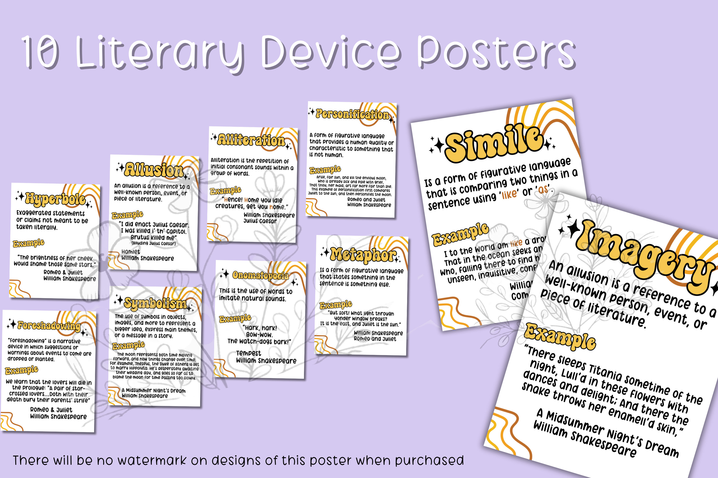 English Classroom Decor High School Literary Device Posters ELA ...