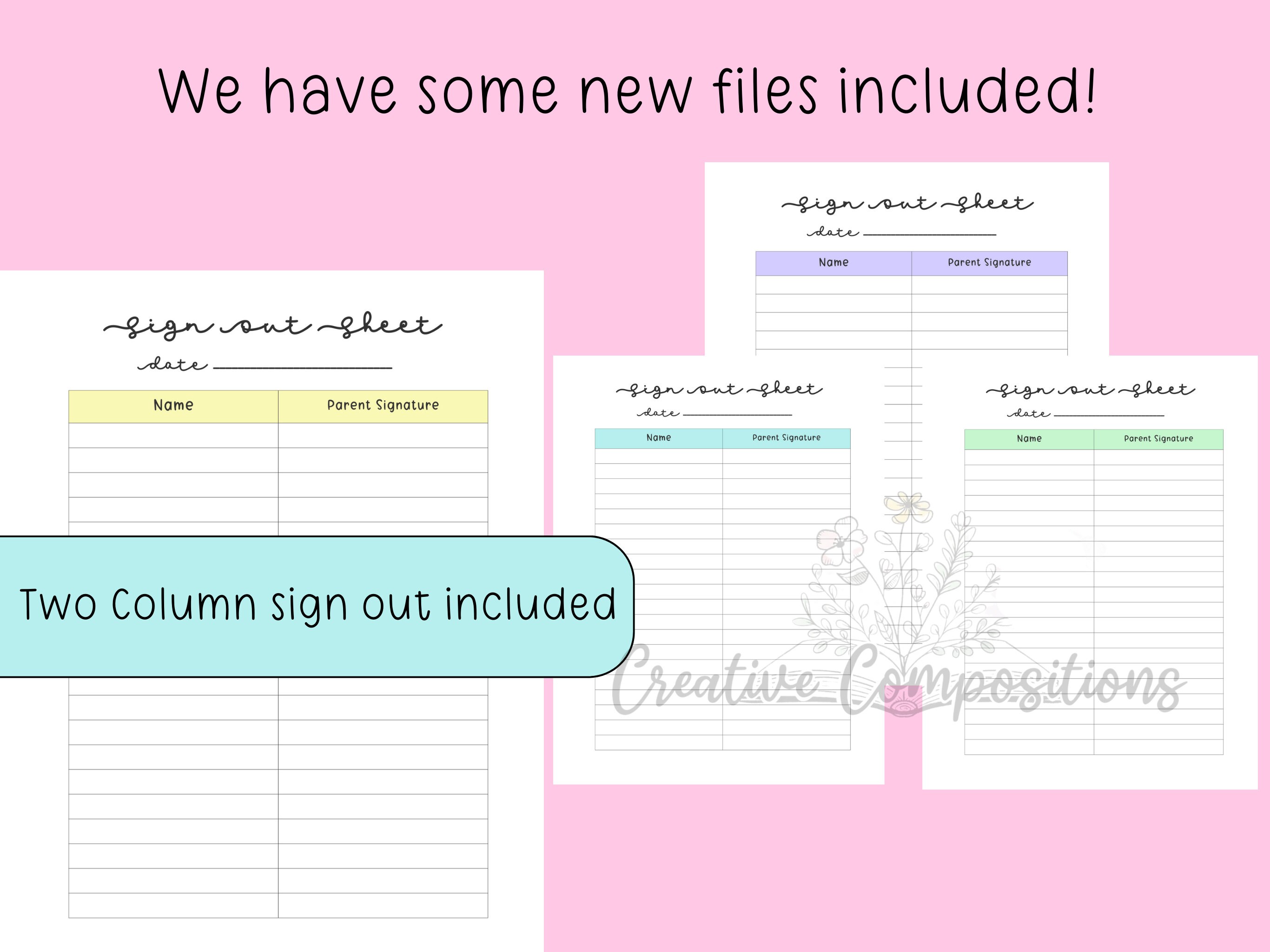 Classroom Sign Out Printable Template Daycare Sign Out Sheet Student ...