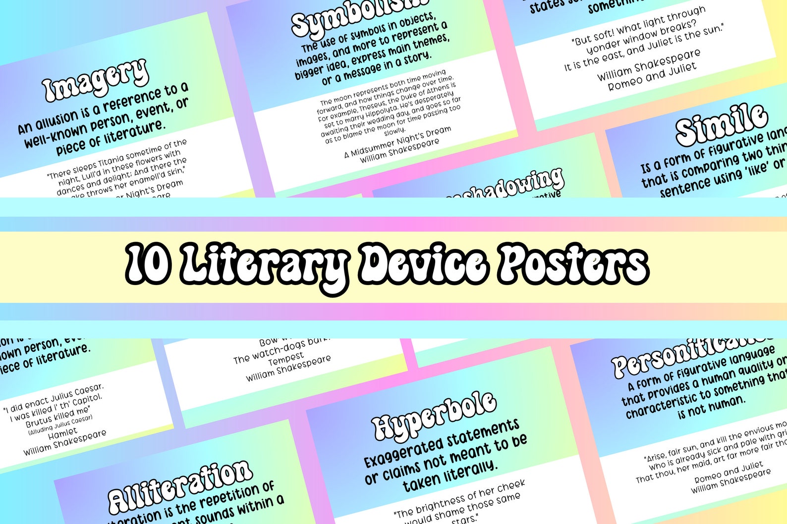 English Classroom Decor High School Literary Device Posters ELA ...