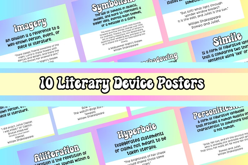 English Classroom Decor High School Literary Device Posters ELA ...