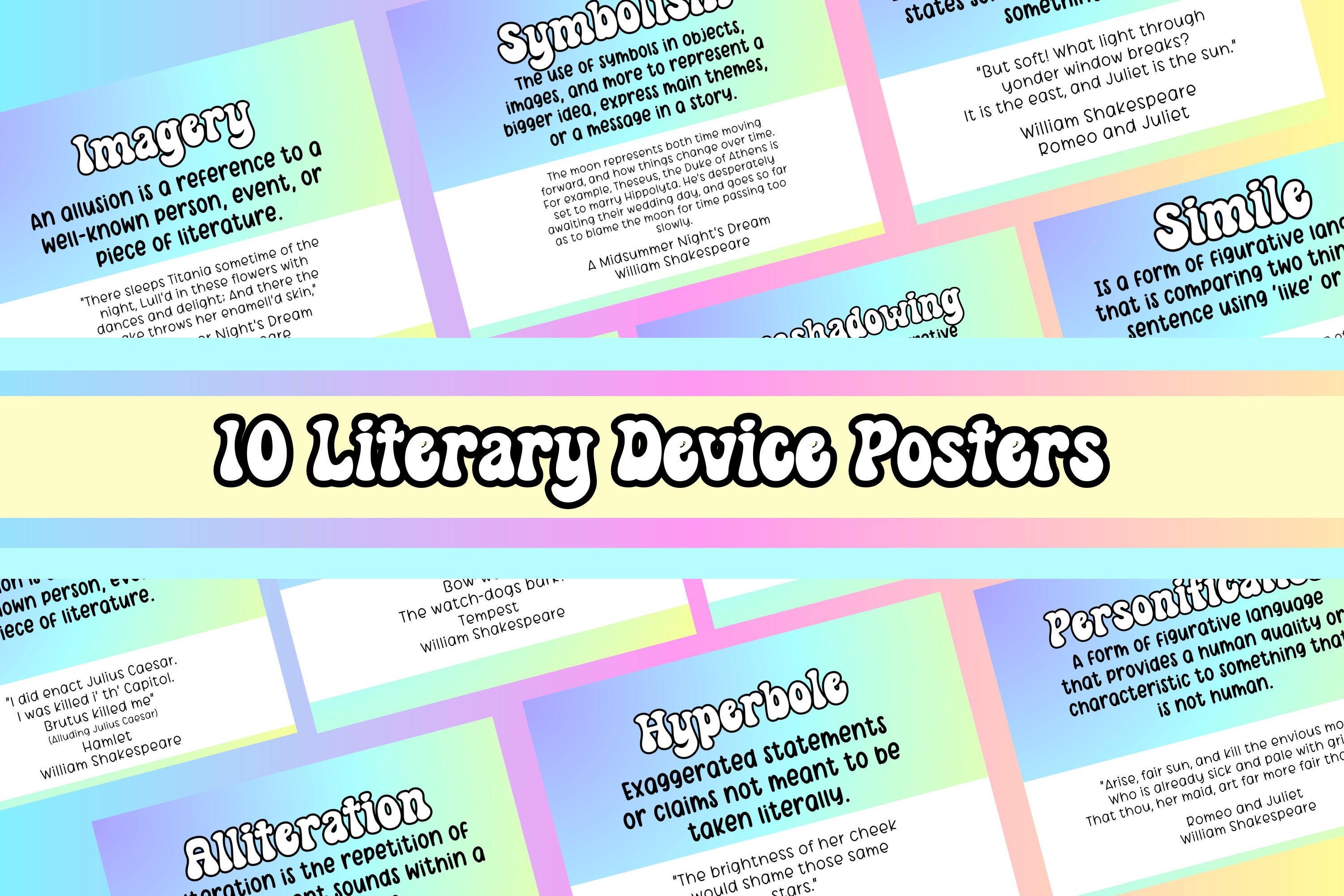 English Classroom Decor High School Literary Device Posters ELA ...