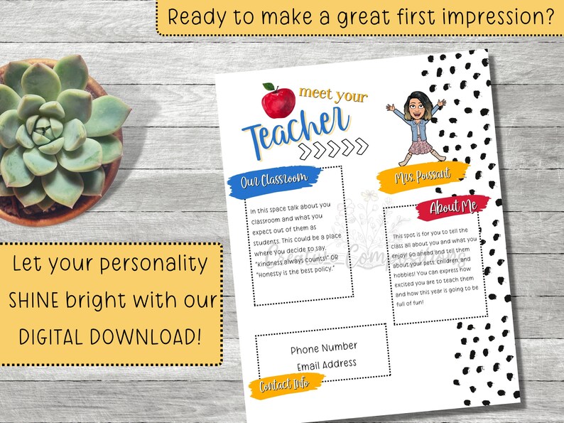 Meet the Teacher Template Editable Canva Instant Downloads for - Etsy ...