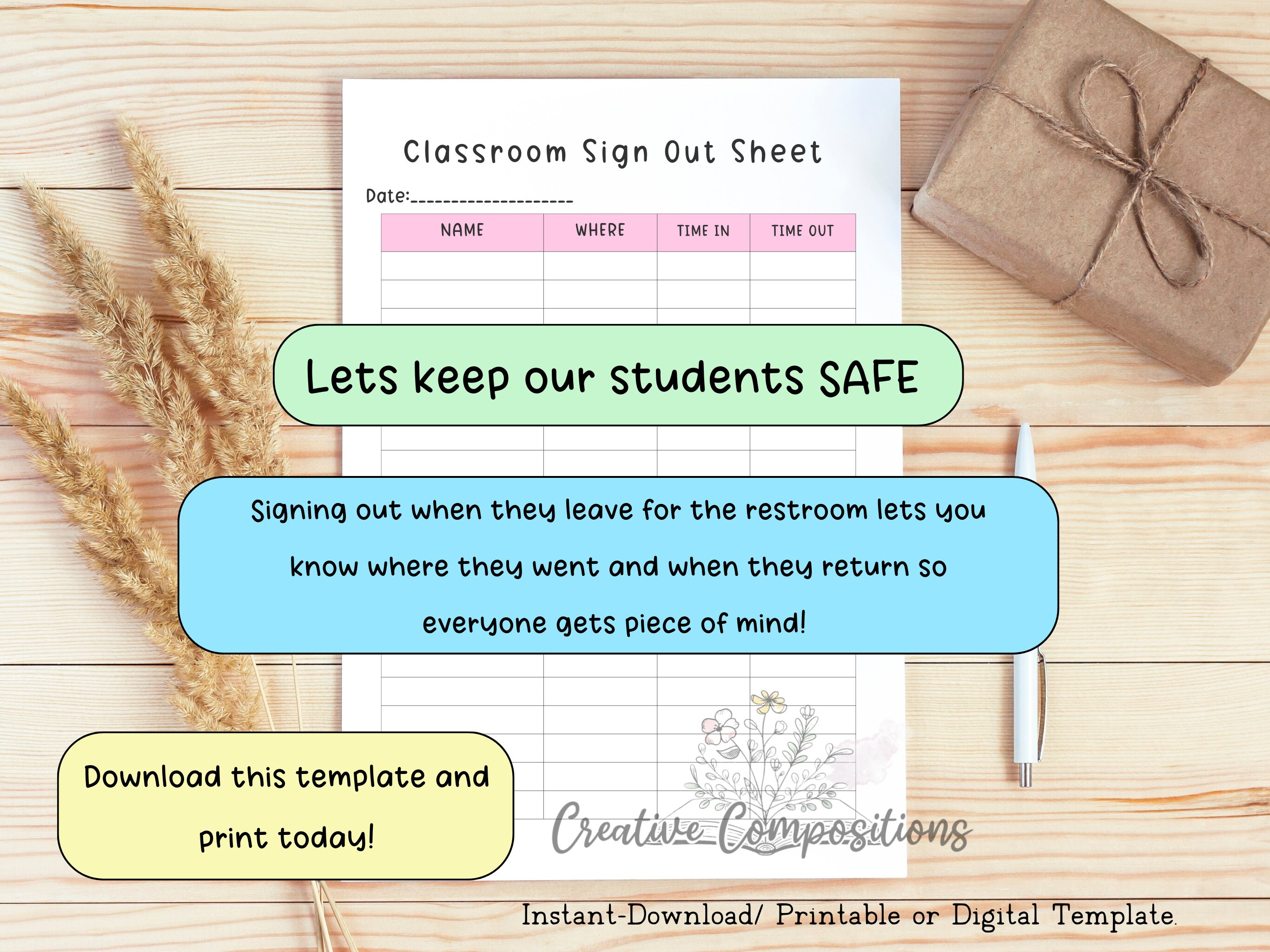 Classroom Sign Out Printable Template Daycare Sign Out Sheet Student ...
