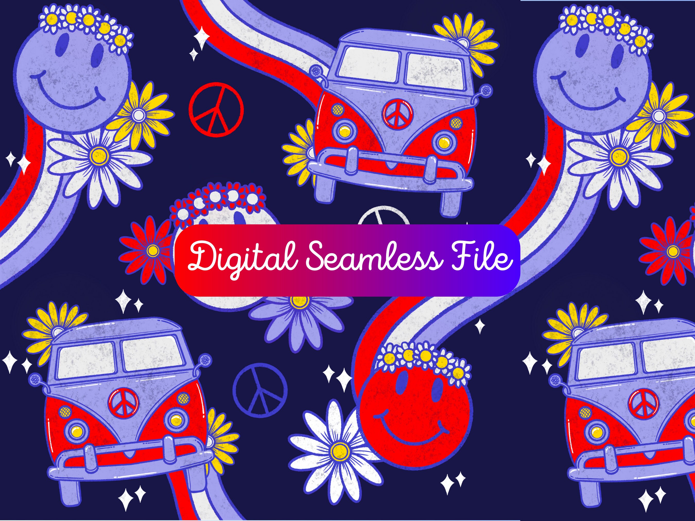 Patriotic Groovy Smiles Seamless Pattern: Fabric, Wallpaper (digital ...