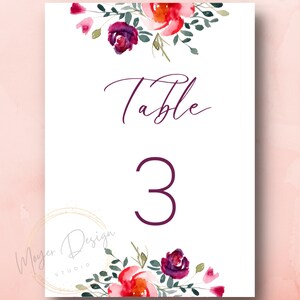 Printable Table Numbers for Special Events, Weddings - Digital Download ...