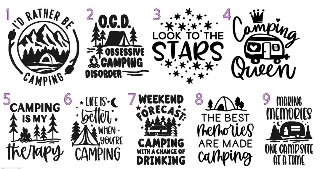 Camping Car Decal Camper Van Bumper Sticker White or Black Camping Wild ...