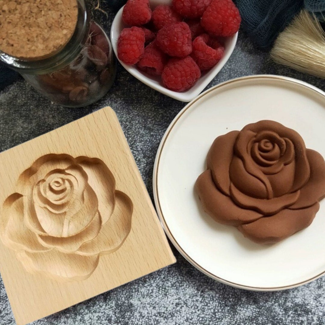 Rose Pattern Cookie Mold Wooden Cookie Cutter Gingerbread - Etsy