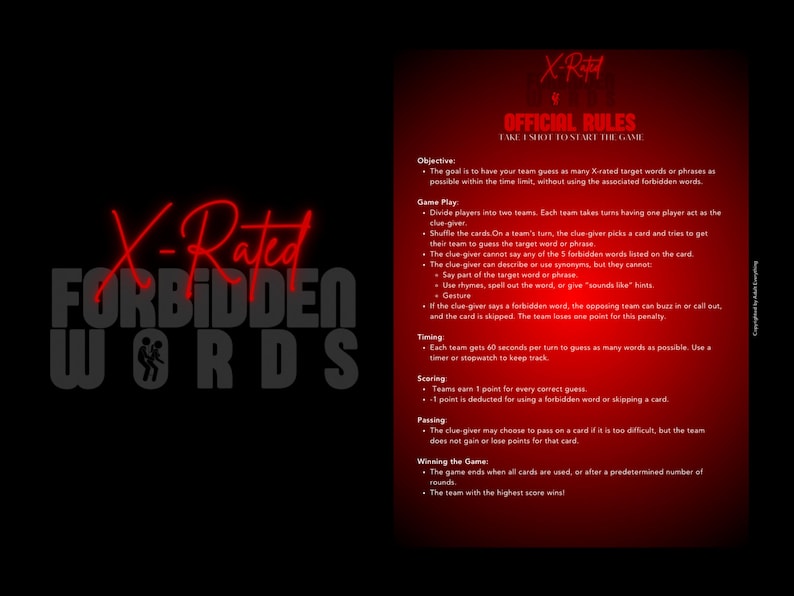 X-rated Forbidden Words Game: Spicy Adult Party Fun (digital Download ...