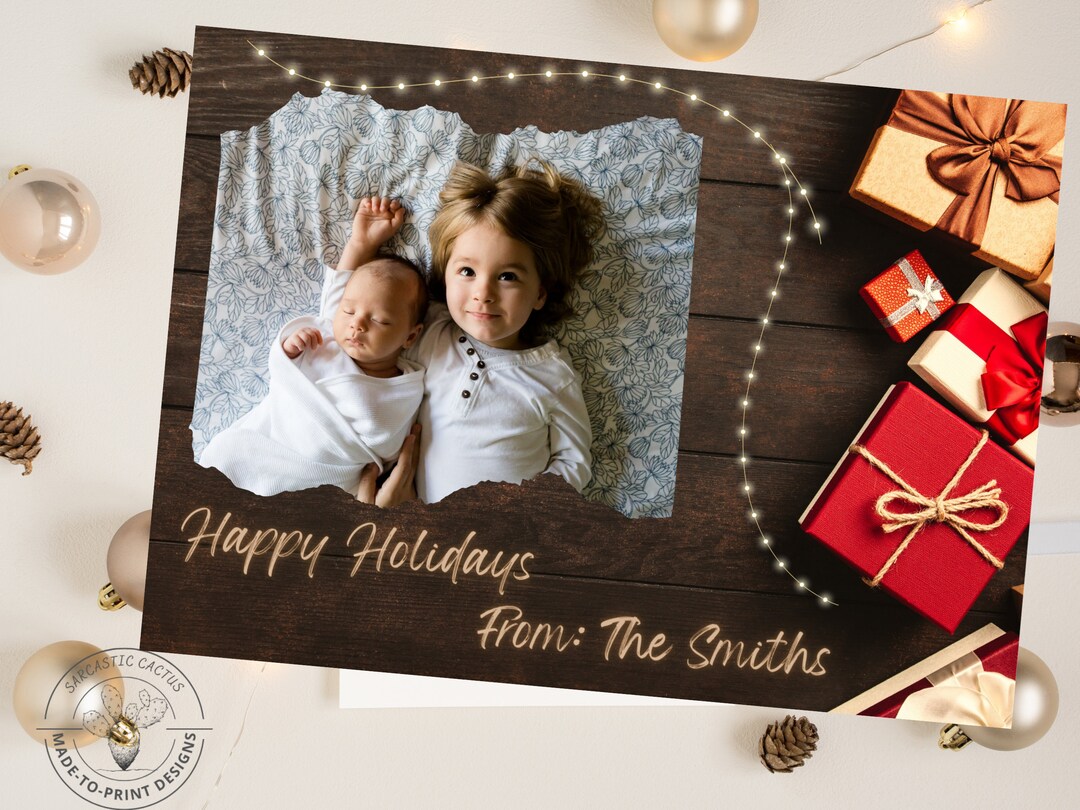 Holiday Card With Photo Insert Printable Customizable Template 7x5 - Etsy