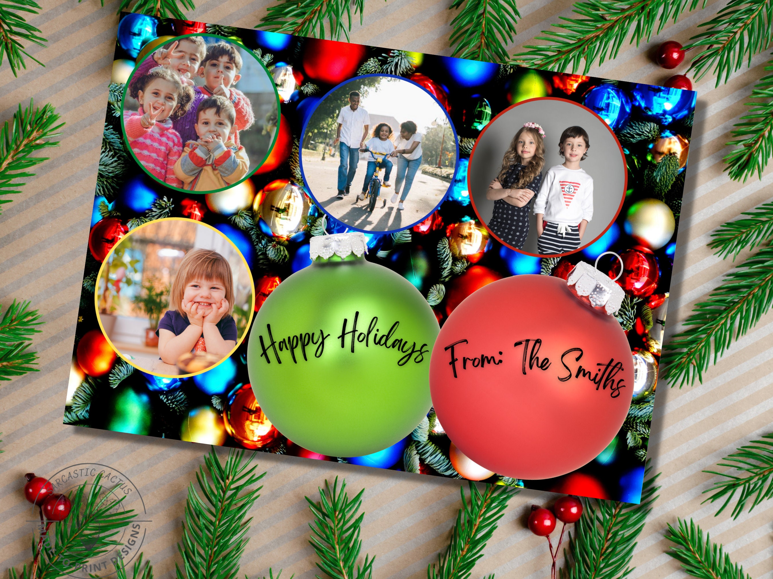 Holiday Card With Photo Insert Printable Customizable Template 7x5 - Etsy