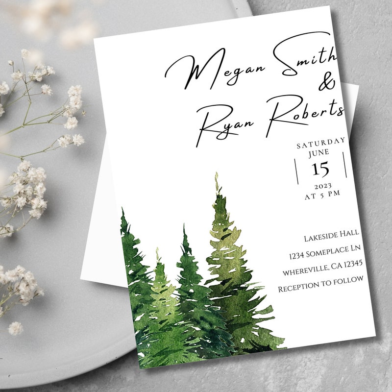 Pine Tree Invitation - Etsy