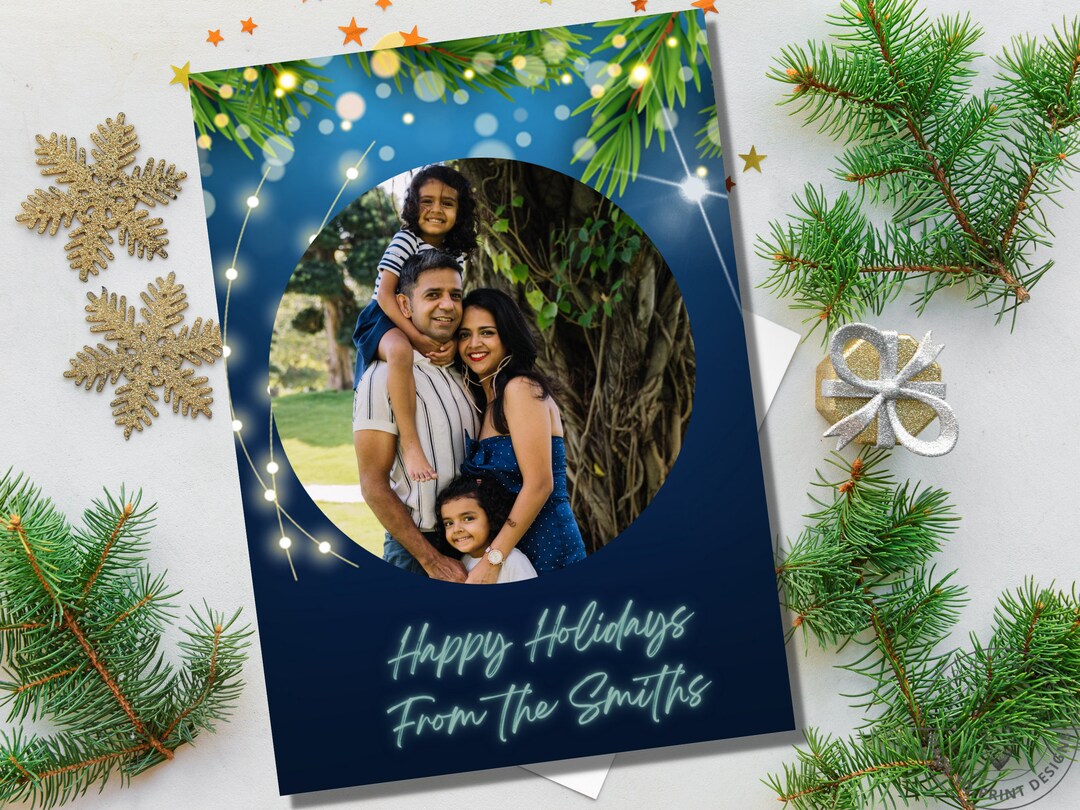 Holiday Card With Photo Insert Printable Customizable Template 5x7 - Etsy