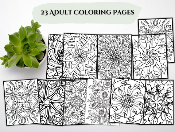 Adult Coloring Pages Printable PDF Digital Download - Etsy