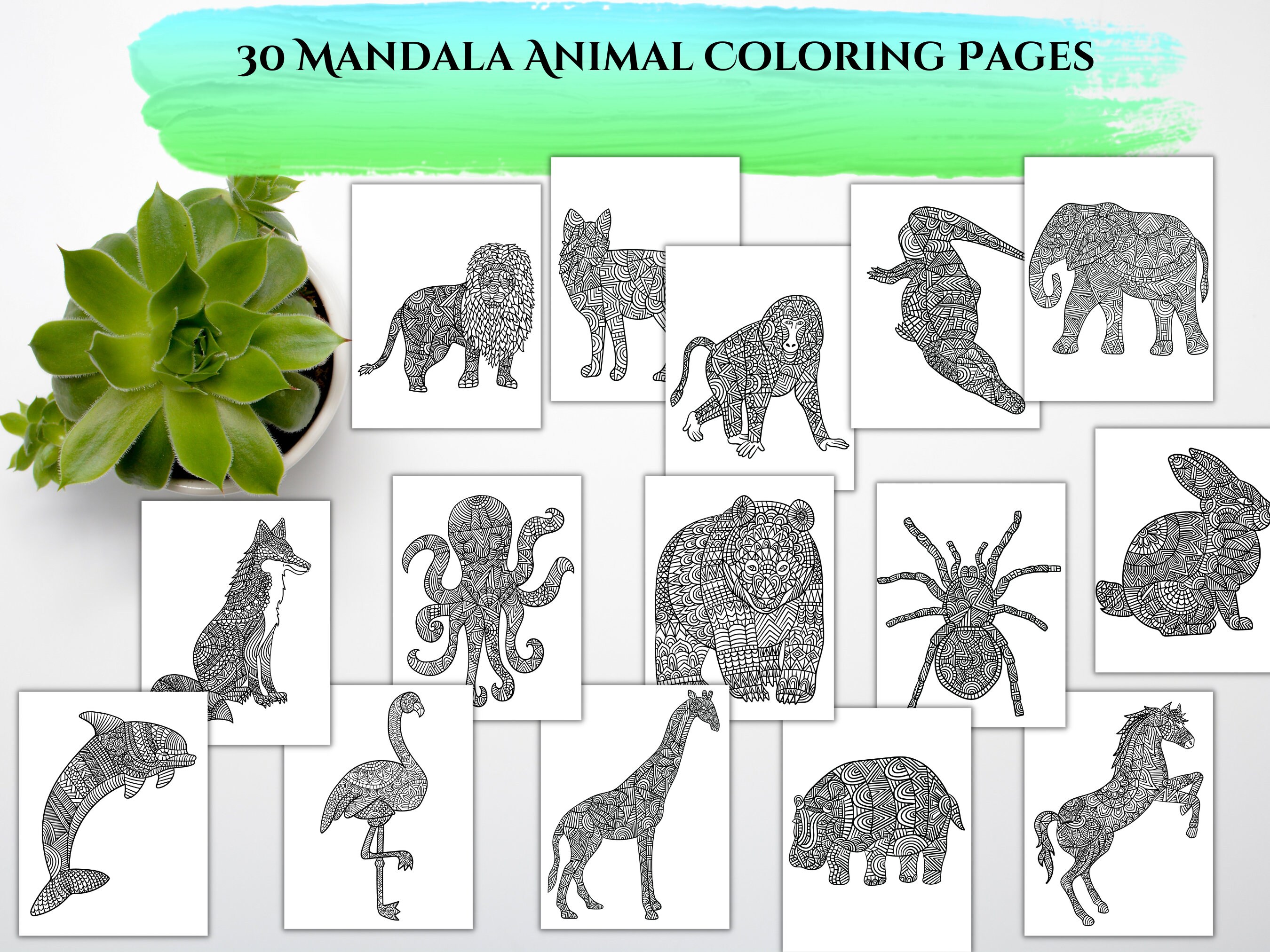 Coloring Pages Printable PDF Digital Download 8.5x11 Mandala Animals - Etsy