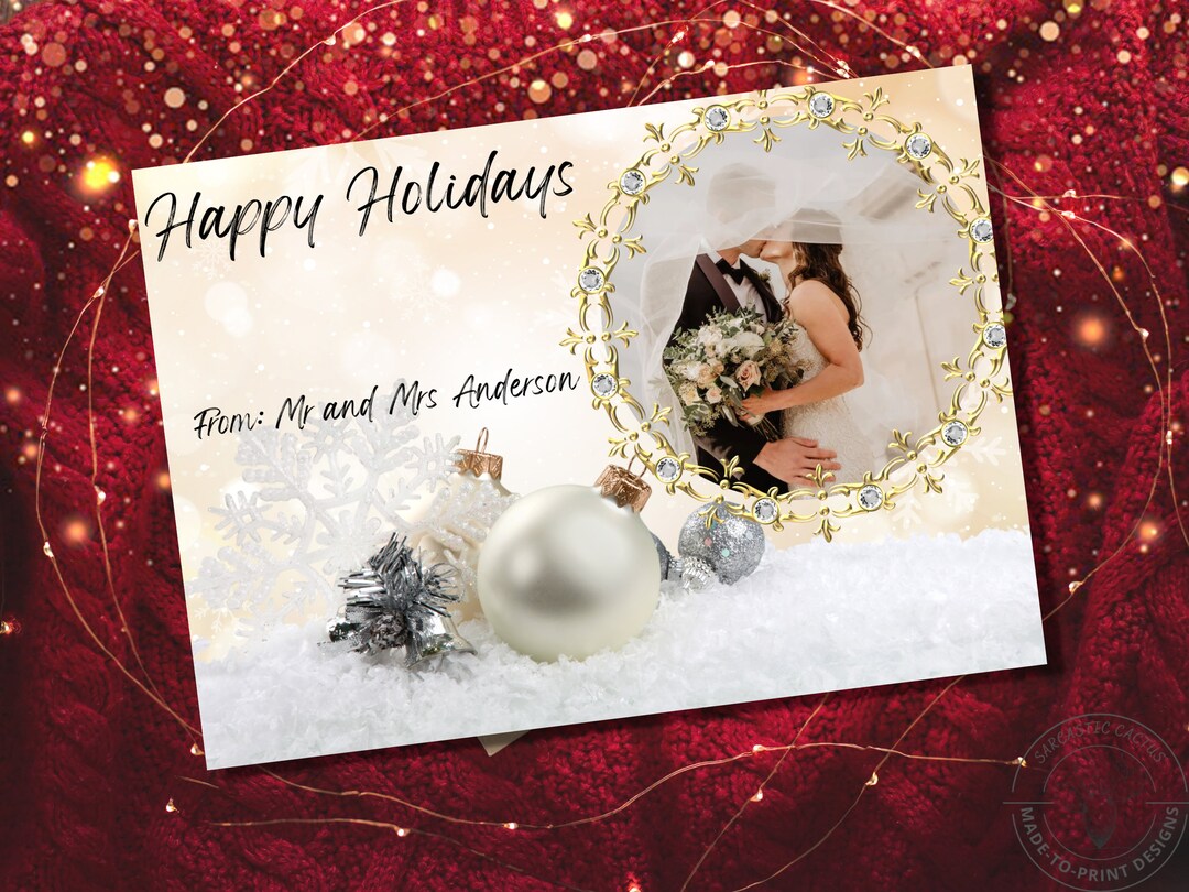 Holiday Card With Photo Insert Printable Customizable Template 7x5 - Etsy
