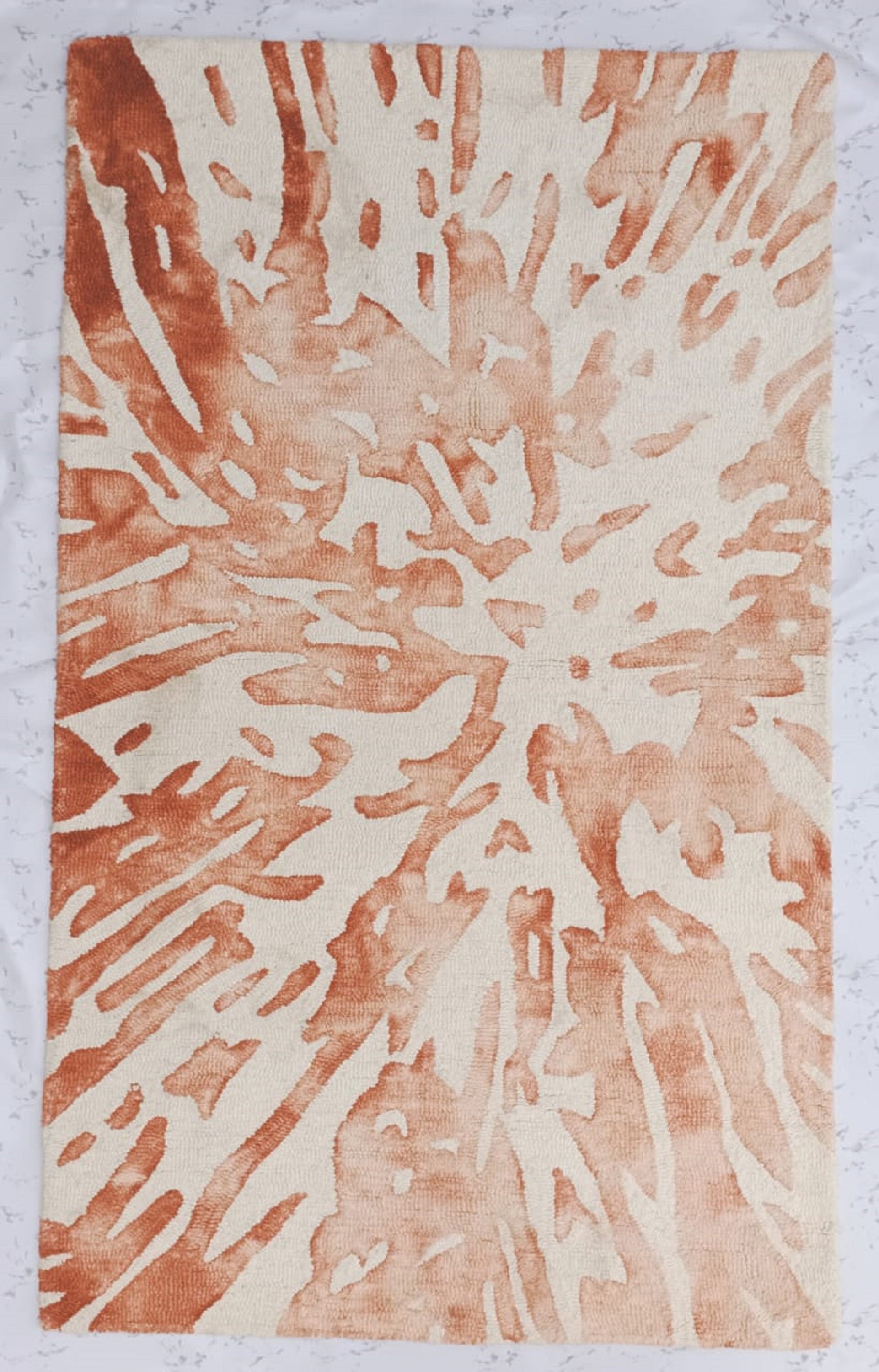 Orange and White Contemporary Hand Made 3x5 Rug for Home Décor and ...