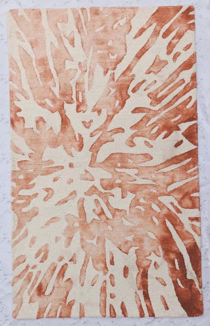 Orange and White Contemporary Hand Made 3x5 Rug for Home Décor and ...