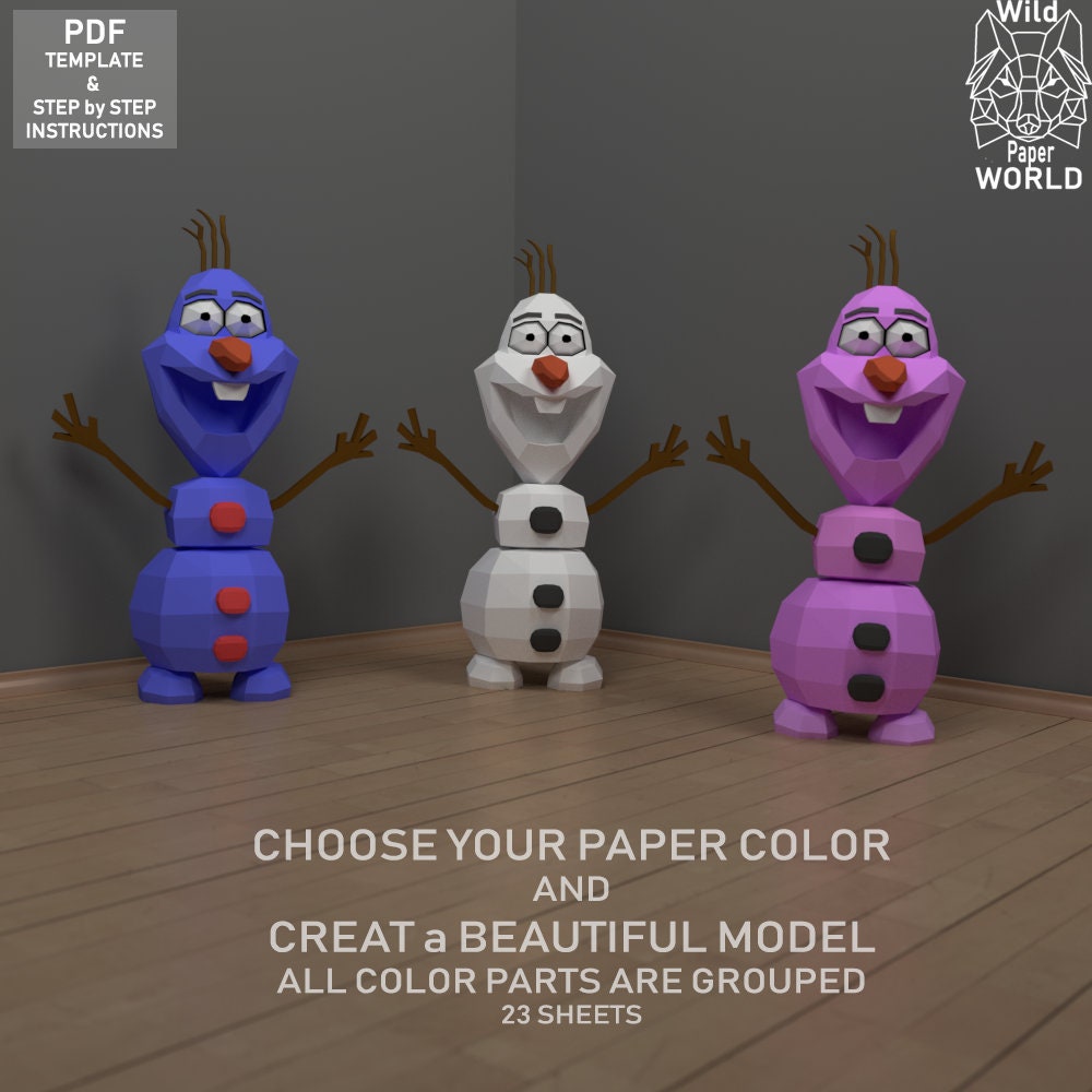 Olaf Paper 3d Model Papercraft Olaf DIY Model 3D Papecraft - Etsy